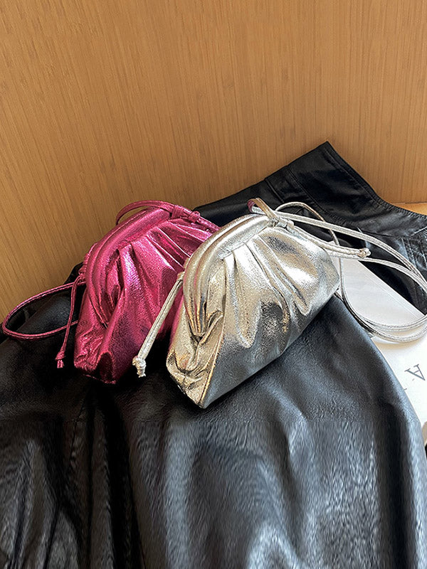 Pleated Shiny Solid Color Bags Crossbody Bags Handbags – Uoozee official