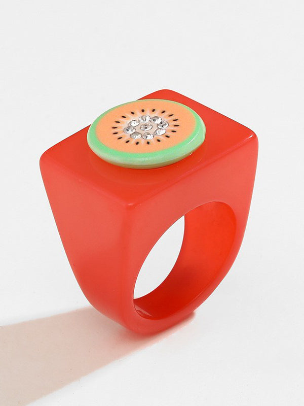 Geometric Fruit Rhinestone Rings Accessories – Uoozee official