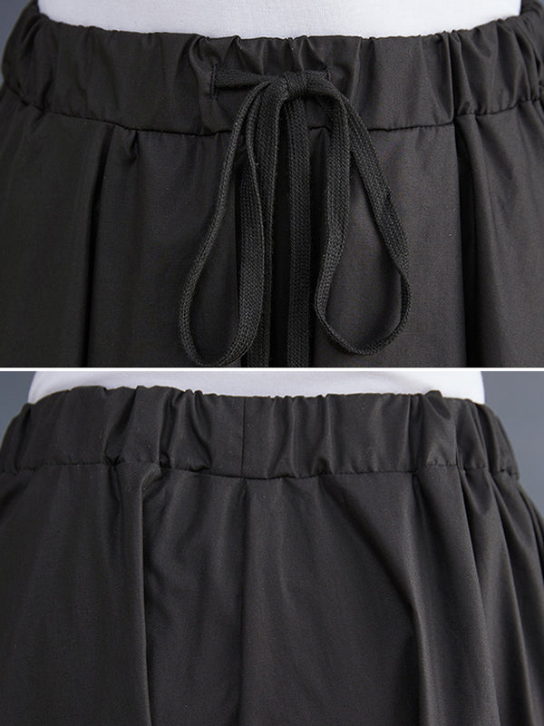 Cropped A-Line Drawstring Solid Color Pants Culotte – Uoozee official