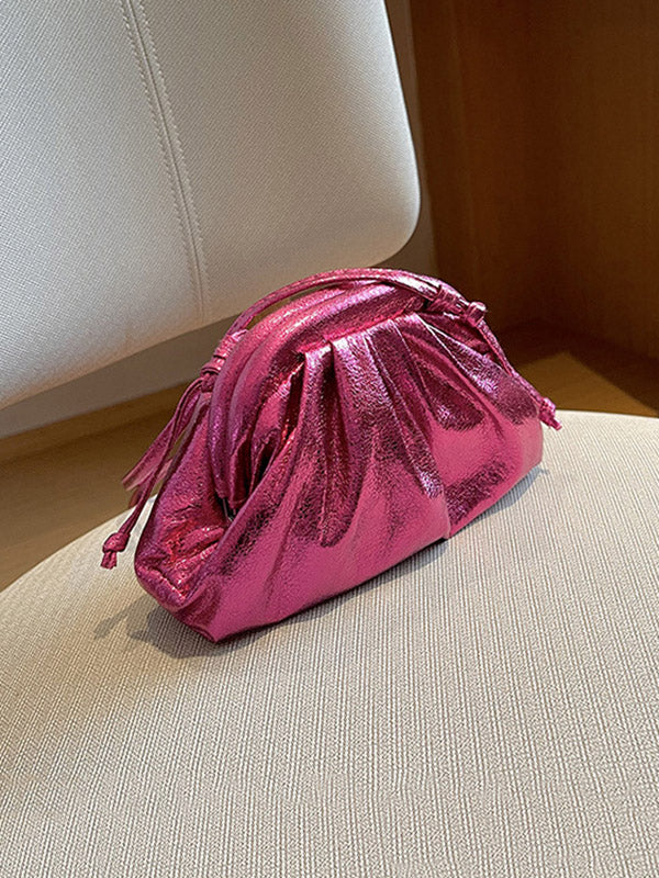 Pleated Shiny Solid Color Bags Crossbody Bags Handbags – Uoozee official