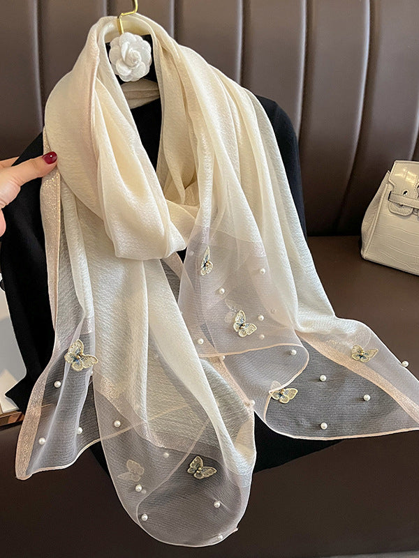 Butterfly Shape Applique Beaded Keep Warm Scarf – Uoozee official