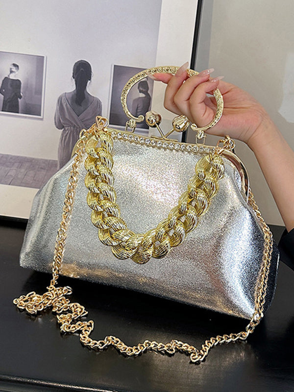 Crossbody Bags for women | Chains Geometric Shiny,Solid Color,Split ...