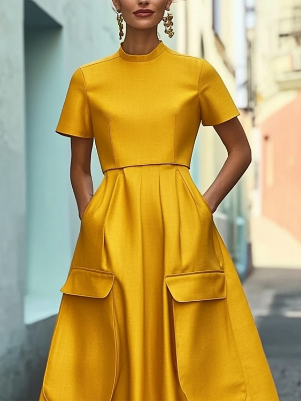 Dresses for Women | Long Sleeves,Solid Color,Split-Joint,Loose,Pleated ...