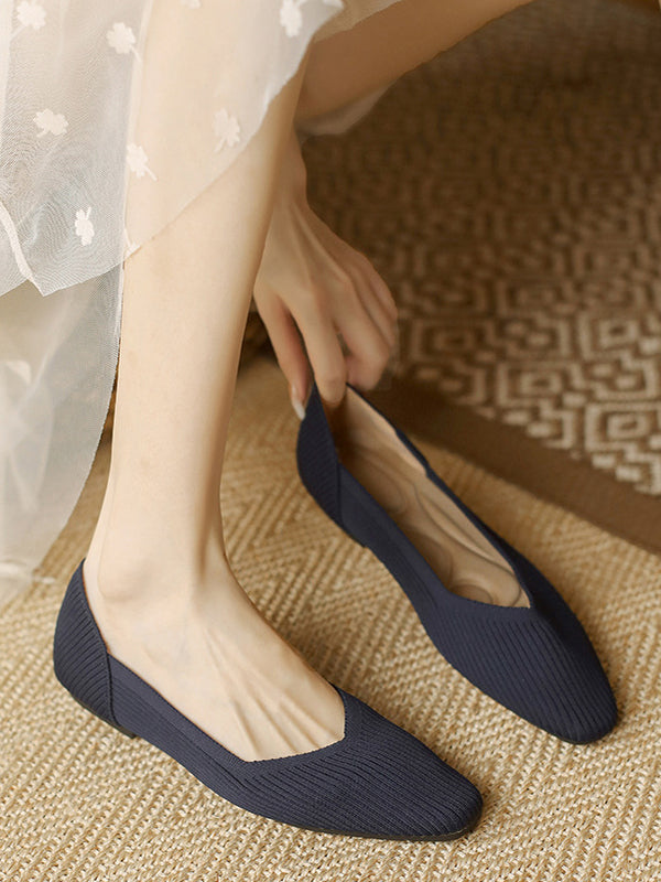 Solid Color Square-Toe Flats Shoes – Uoozee official