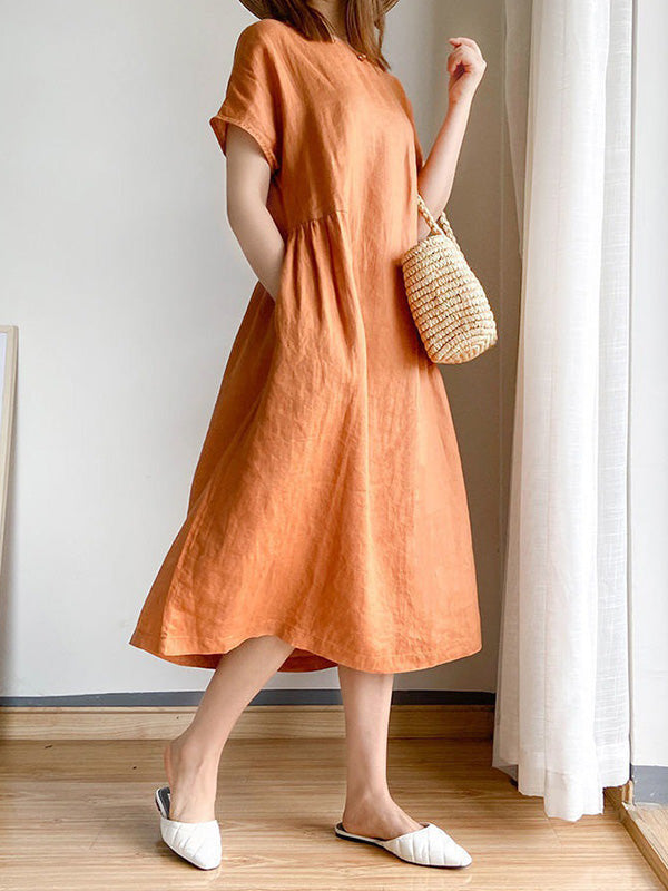 Dresses for Women | Long Sleeves,Solid Color,Split-Joint,Loose,Pleated ...