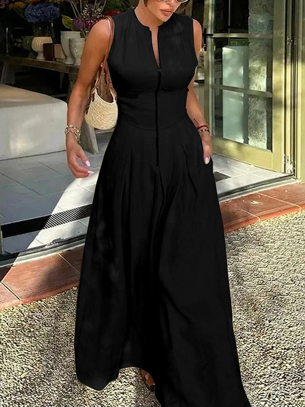 Dresses for Women | Long Sleeves,Solid Color,Split-Joint,Loose,Pleated ...