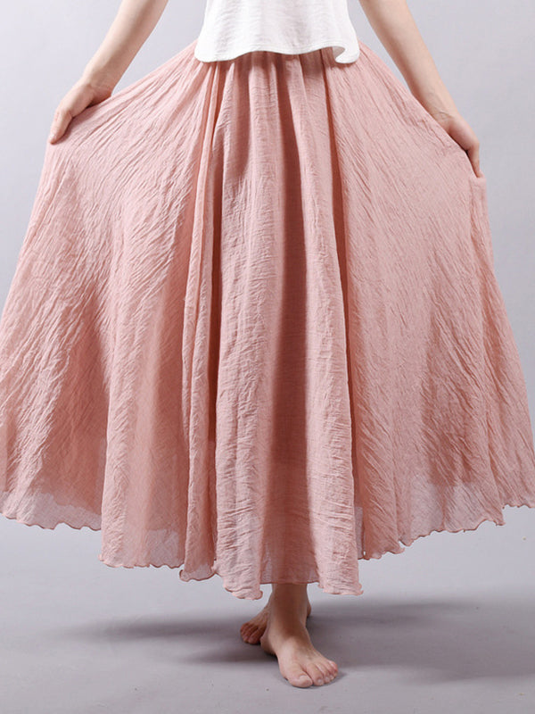 Casual A-Line Elastic Waist Solid Color Skirts – Uoozee official
