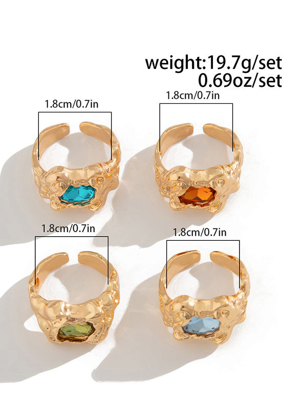 Geometric Rhine Stones Rings Accessories – Uoozee official