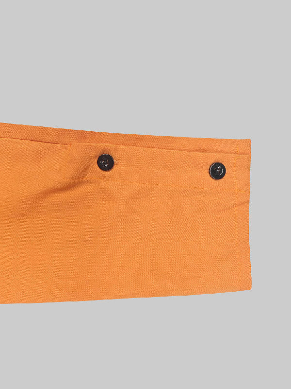 A-Line Long Sleeves Buttoned Layered Pleated Pockets Ruffled Solid Col ...