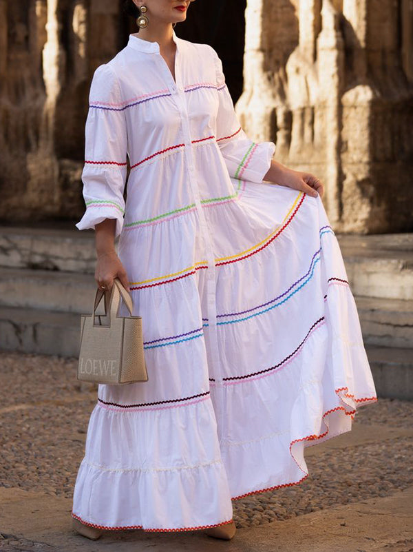 Dresses for Women | Long Sleeves,Solid Color,Split-Joint,Loose,Pleated ...