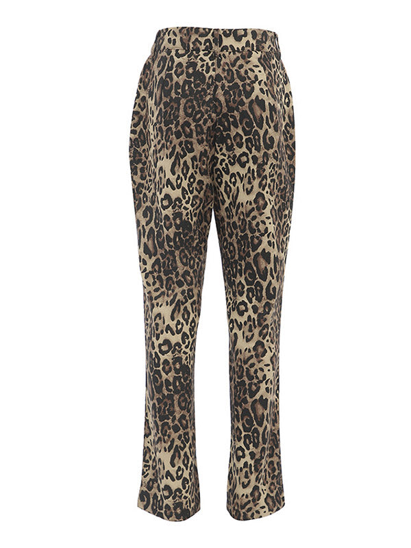 High Waisted Leopard Pockets Pants Trousers – Uoozee official