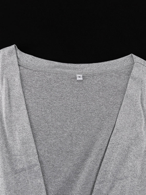 Long Sleeves Solid Color Round-Neck Inner Dress + Bodycon Outerwear Tw ...