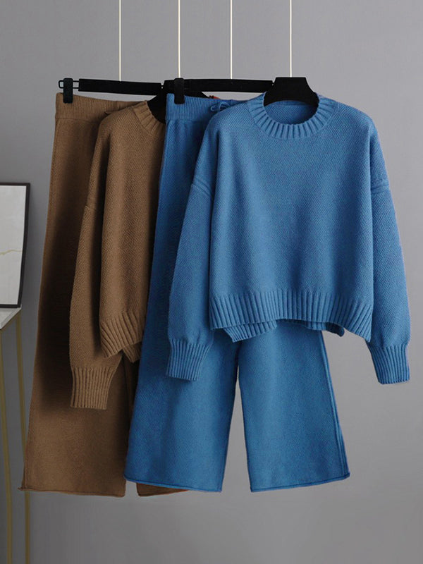Urban Loose Long Sleeves Solid Color Round-Neck High-Low Sweater Tops ...