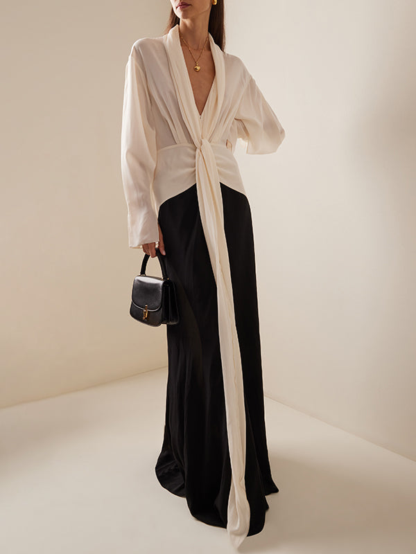 Dresses for Women | Long Sleeves,Solid Color,Split-Joint,Loose,Pleated ...