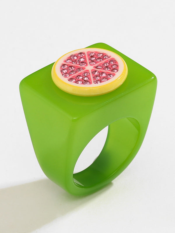 Geometric Fruit Rhinestone Rings Accessories – Uoozee official