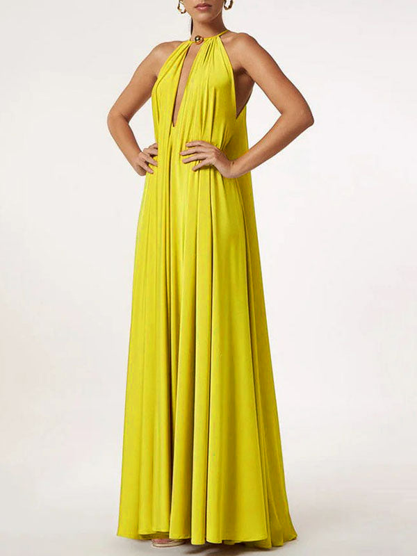 Dresses for Women | Long Sleeves,Solid Color,Split-Joint,Loose,Pleated ...