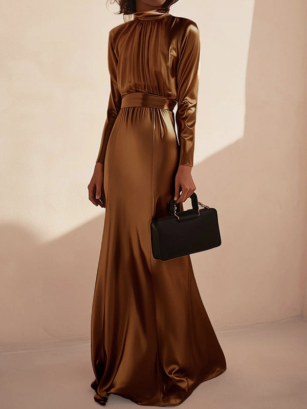 Dresses for Women | Long Sleeves,Solid Color,Split-Joint,Loose,Pleated ...