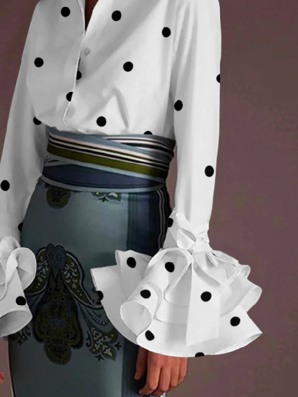 Blouses & Shirts for Women | Long Sleeves,Buttoned,Loose,Contrast Color ...