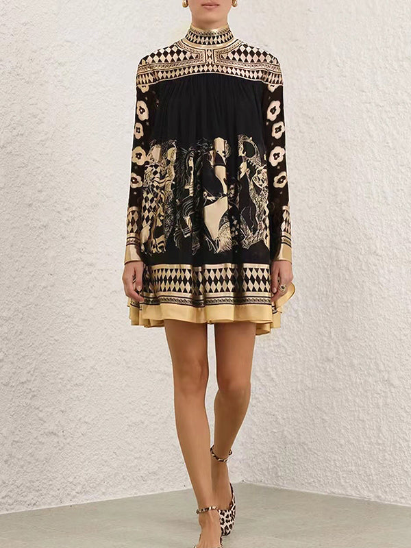 Mini Dresses,Short Dresses for Women | Long Sleeves,Solid Color,Split ...